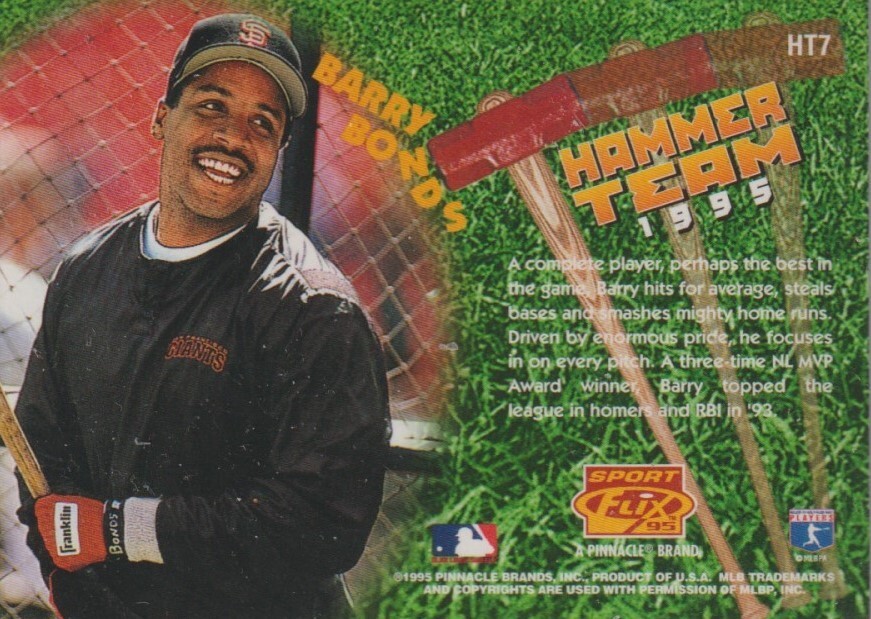 BARRY BONDS; 1995 SPORTFLIX'S HAMMER TEAM INSERT CARD # HT7 | eBay