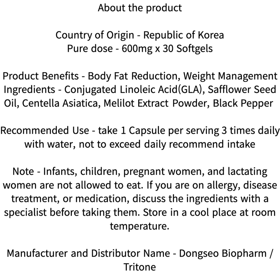 dr.blet Pooeng Fat Burning conjugated linoleic acid CLA 1400mg/ 600mg x ...