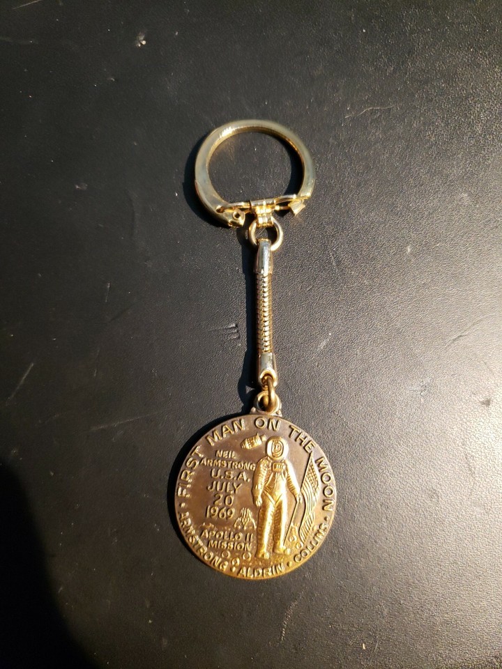 Brass NASA Apollo 11 First Man on the Moon Commemorative Keychain ...
