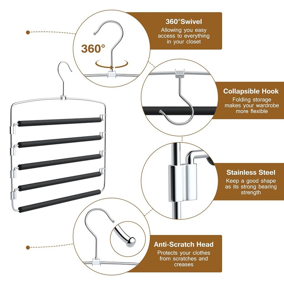 Space Saving Multi Layer Trouser Rack Non Slip Hanger for Wardrobe ...