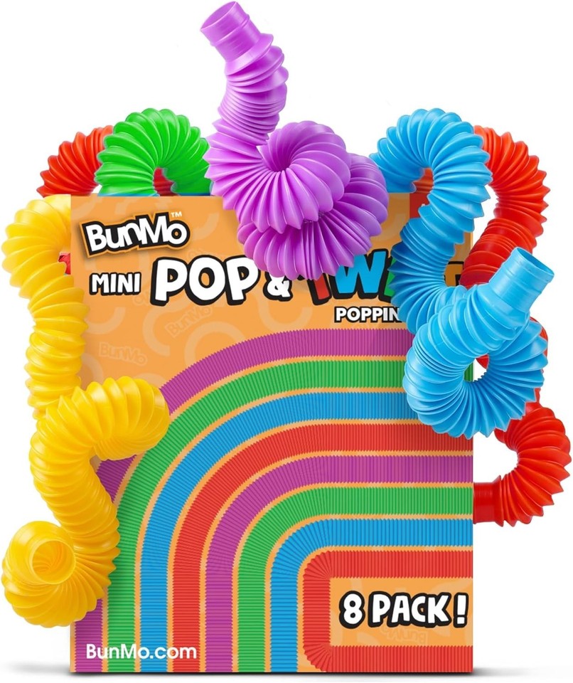 8-Count Pop Tubes Sensory Toys for Kids - Colorful Fidget Fun & STEM ...