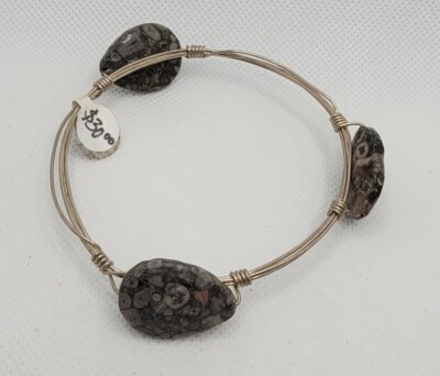 Ladies Gray Gem Wire Wrapped Western Silver Tone Statement Bangle ...