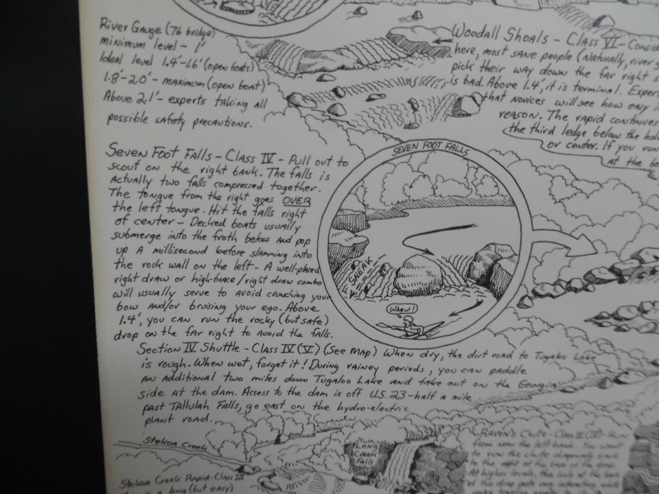 1979 William Nealy Chattooga River Whitewater Paddling Cartoon Map 1st ...