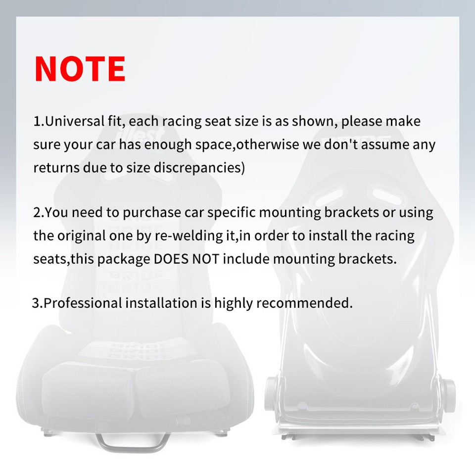 Bride Gradation Reclinable Racing Bucket Seat Low Max Set with Slider ...