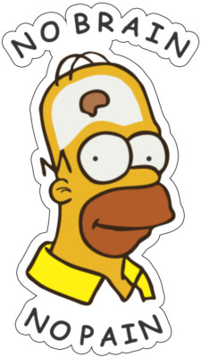 Homer Simpson Sticker Simpsons Aufkleber No Brain No Pain Kinder Joke ...