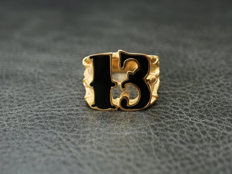 Gold Black 13 Thirteen Outlaw Ring for Harley Motor 1% MC Rider Biker ...