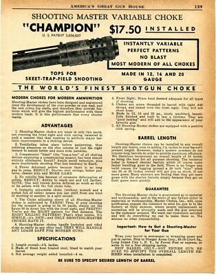 1957 Print Ad of Shooting Master Champion Variable Shotgun Choke | eBay