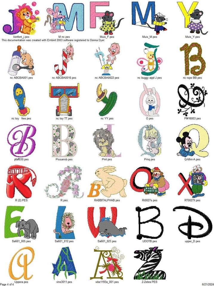 HUGE ALPHABET COLLECTION OVER 500 SETS EMBROIDERY MACHINE DESIGNS PES ...