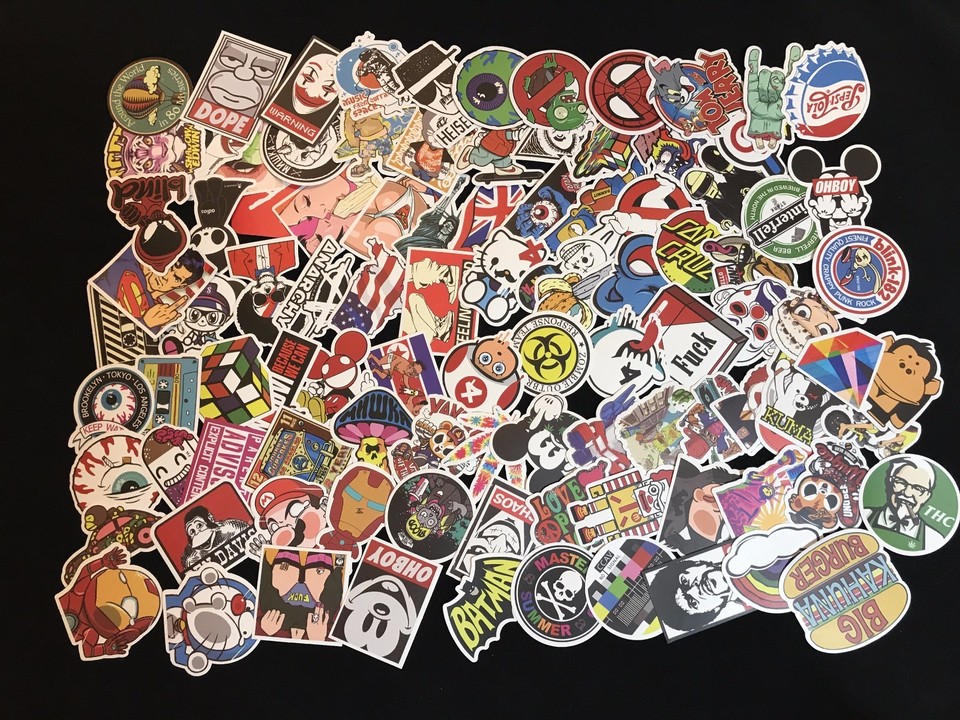 100 Random Skateboard Stickers Bomb Vinyl Laptop Luggage Decals Dope ...