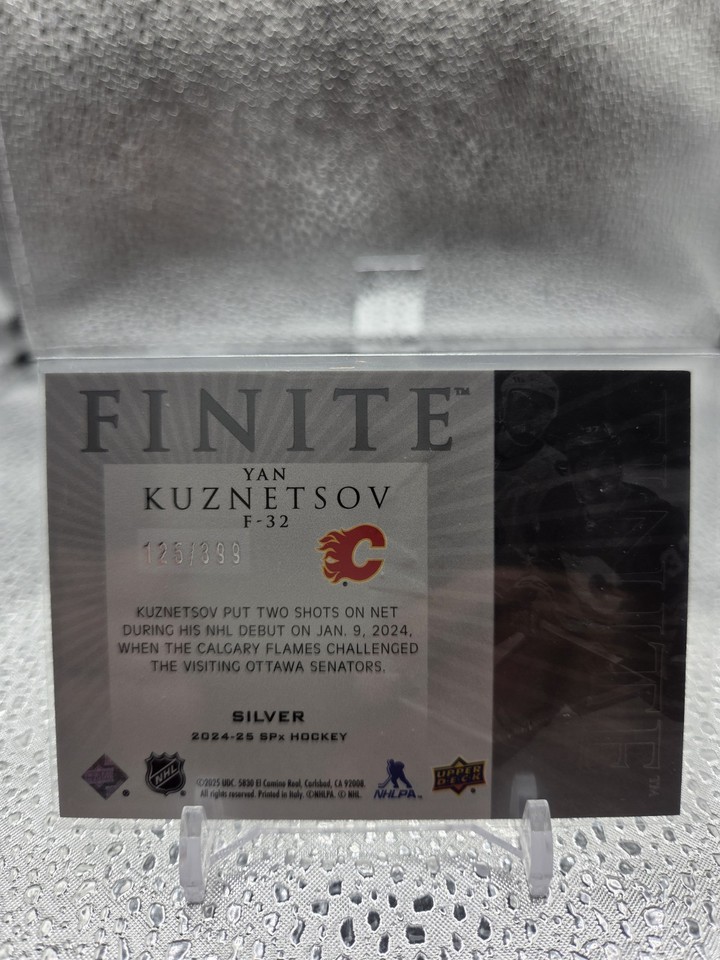 2024-25 SPX HOCKEY FINITE ROOKIE #F-32 YAN KUZNETSOV RC /399- CALGARY ...