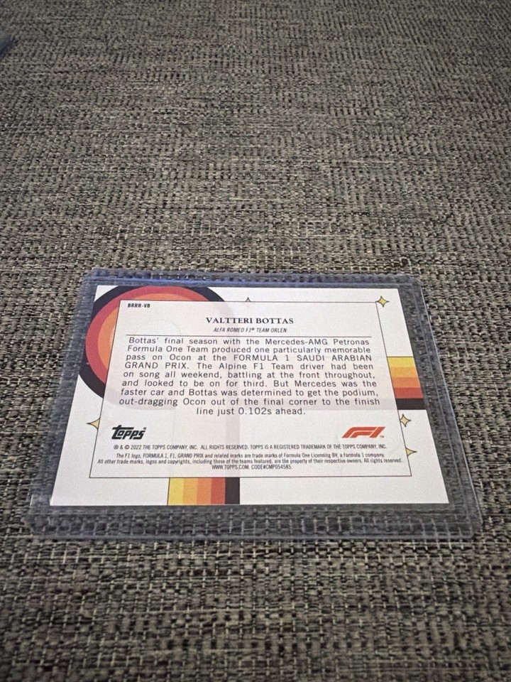 2022 Topps Formula 1 - Bounce Rock Race Roll Valtteri Bottas #BRRR-VB ...