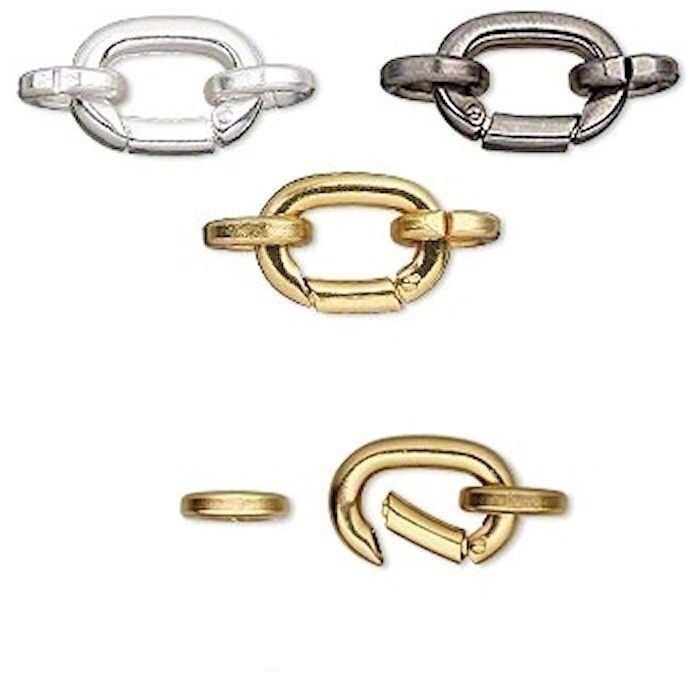 Clasp, Self Closing, 2 Gold,Silver Or Gunmetal 14x10mm Hinged Bail w ...