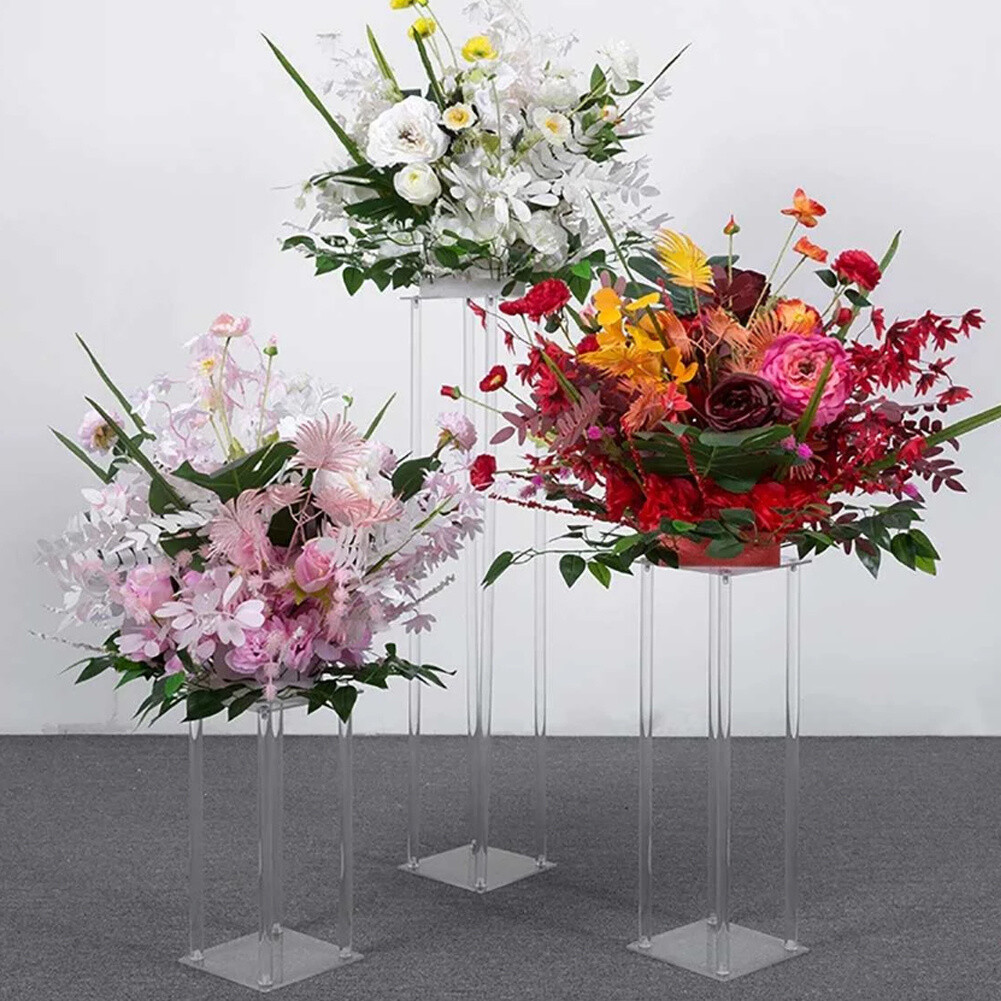 Acrylic Wedding Flower Stand 40/60/80/100cm Pedestal Centrepiece Plinth ...