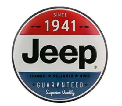 JEEP ROUND TIN SIGN 1941 WRANGLER TJ YJ JK RUBICON GOLDEN EAGLE CJ ...