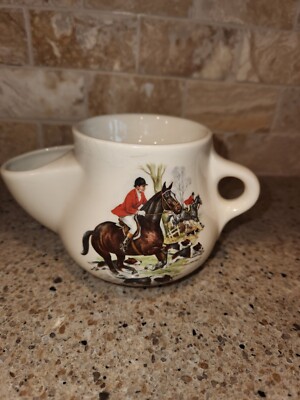 VTG English Fox Hunt Shaving Scuttle Cup Mug Horses Hound Dogs Hoffritz ...