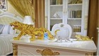 Lucky Gold Panther Sculpture Geometric Resin Tiger Statue Wildlife ...