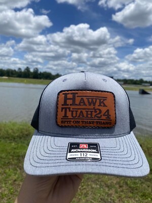 Hawk Tuah Spit On That Thang Viral Brown Leather Patch Hat 112FP Gray ...