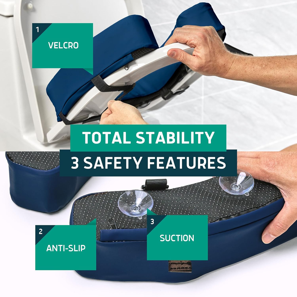 Toilet Seat Riser for Seniors - 3" Elevation & Comfort Cushion (Blue ...