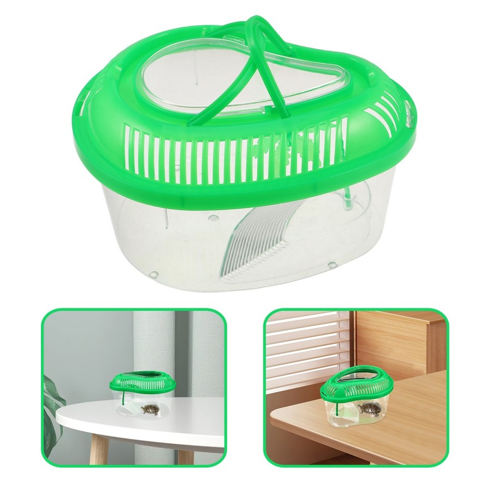 Reptile Transport Container Gecko Box with Handle Travel Fish Tank ...