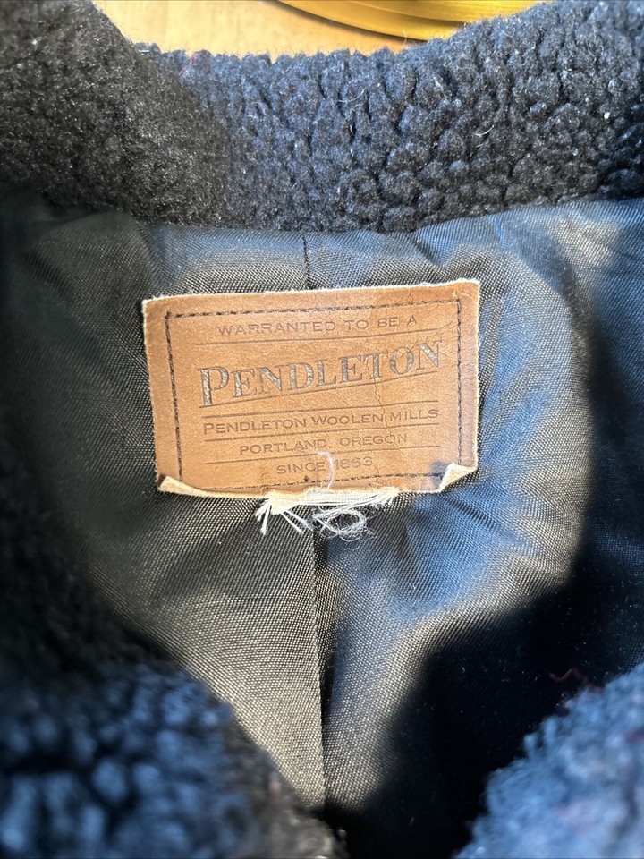 Pendleton Woolen Mills Wool Southwestern Coat Jacket L Sherpa Collar ...