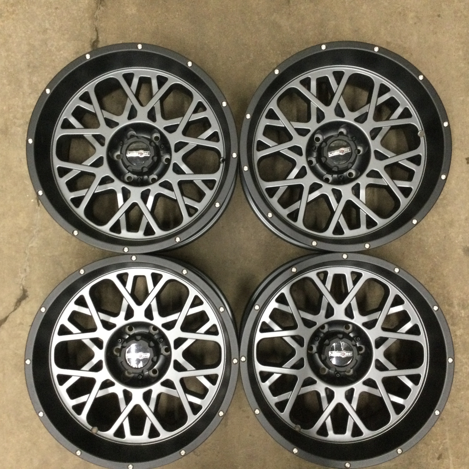 Set 4 20" Vision 412 Rocker Anthracite Satin Black Lip Wheels 20x9 ...