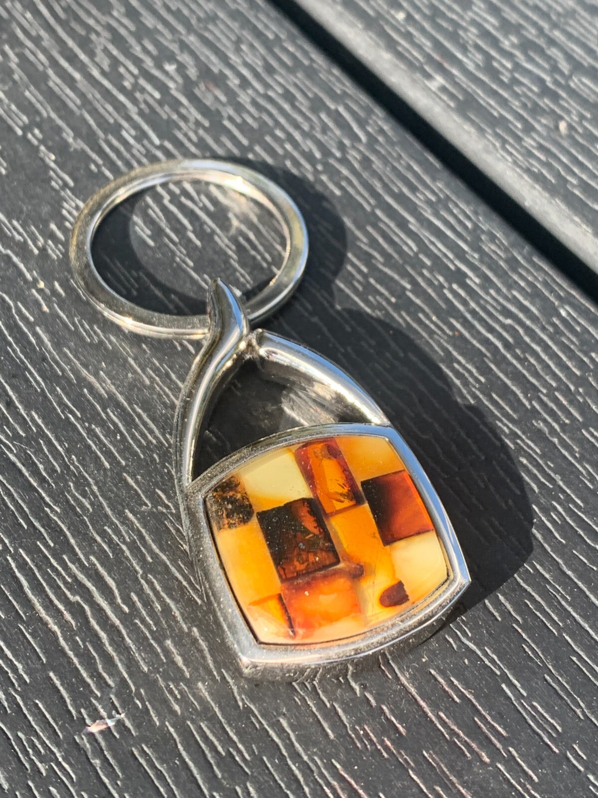 Multi color amber keychain. Mosaic amber keychain. Genuine amber ...