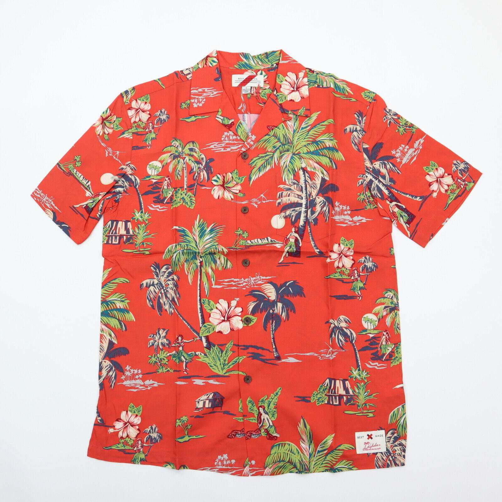 Best Made Co. x Kahala Hawaiian Rayon Men's Loop Collar Camp Shirt Red ...