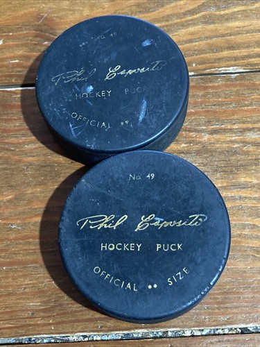 Lot of 2 Vintage Rubber Phil Esposito No 49 Official Hockey Pucks | eBay