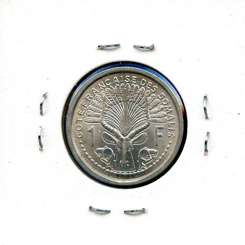 1959 French Somaliland 1 Franc 1F Uncirculated Lyre #75 Antelope Coin ...