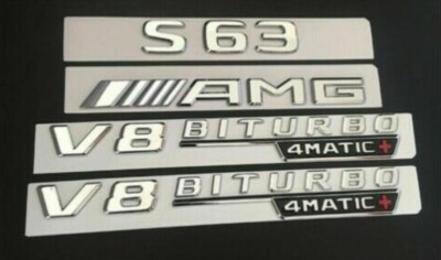 Chrome Letters Emblems Badges For Mercedes Benz W222 S63 AMG V8 BITURBO ...