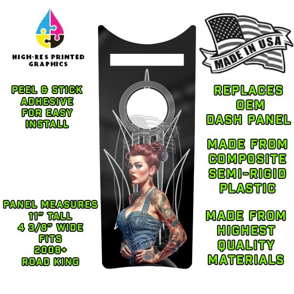 Tattoo Pin Up Girl Pinstripe Dash Insert Fits Harley Road King Dash ...