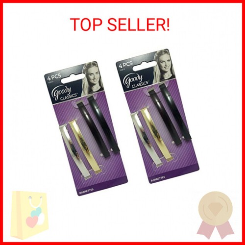Goody Womens Classic Metal Domed Barrettes (3-1/4 inches) ([2 Pack of 4 ...