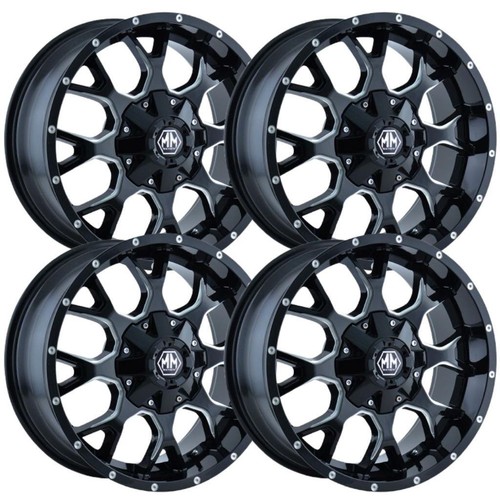 (Set-4) Mayhem Warrior 20x9 6x135/6x139.7 -8mm Black Milled Wheels Rims ...