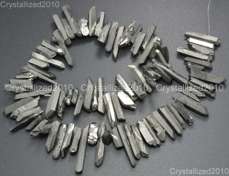 Metallic Titanium Coated Natural Quartz Crystal Stick Spike Pointed ...
