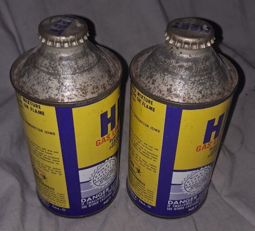 Vintage Lot Of 2 Heet Gas Line 12oz Automotive Cone Top Cans. | eBay