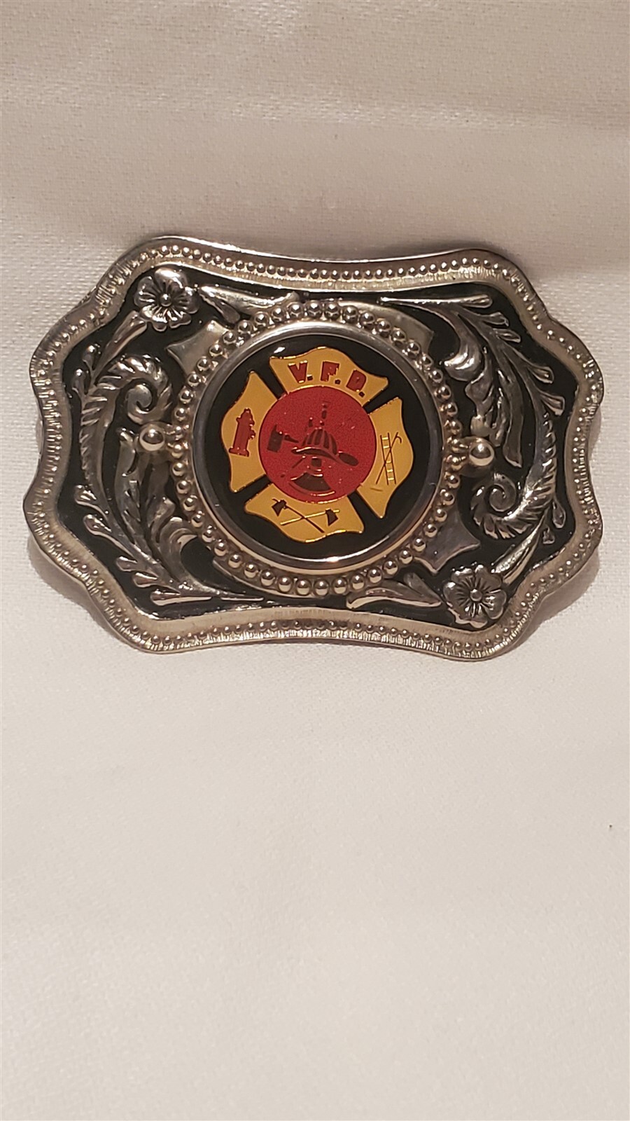 VINTAGE Volunteer Fireman Fire Department Belt Buckle 3 5/8" x 2 5/8 ...