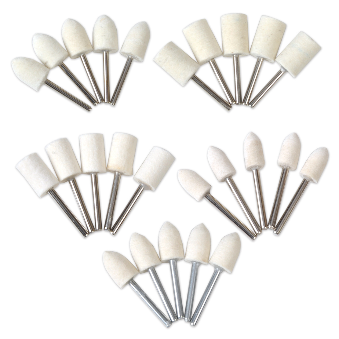 3mm Shank 25X Kit Wool Polishing Burr Buffing Wheel fit for Rotary Tool ...