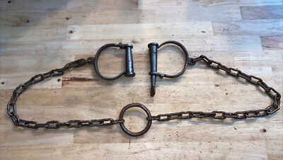 Antique Shackles leg chain Rustic Jailer Prison Iron Metal Leg cuff key ...