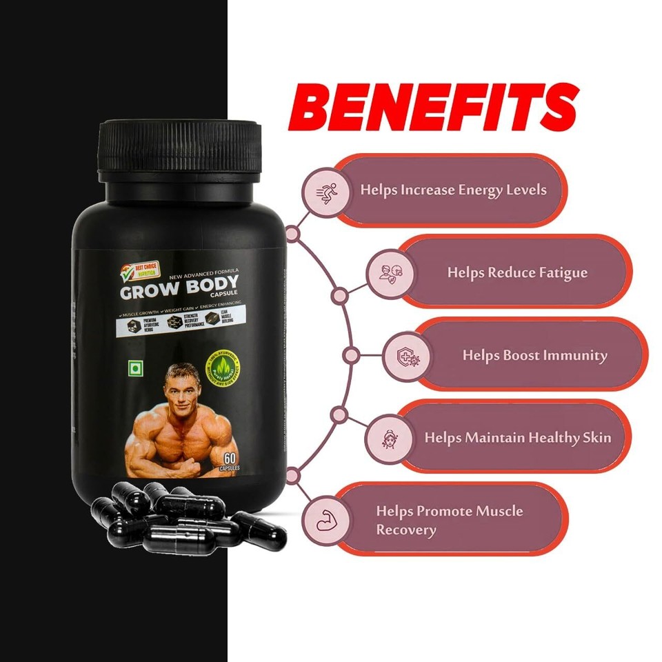 BODY GROW Fast Weight Gain Pills Muscle Gainer WEGHT GAIN 60 CAPSULES ...