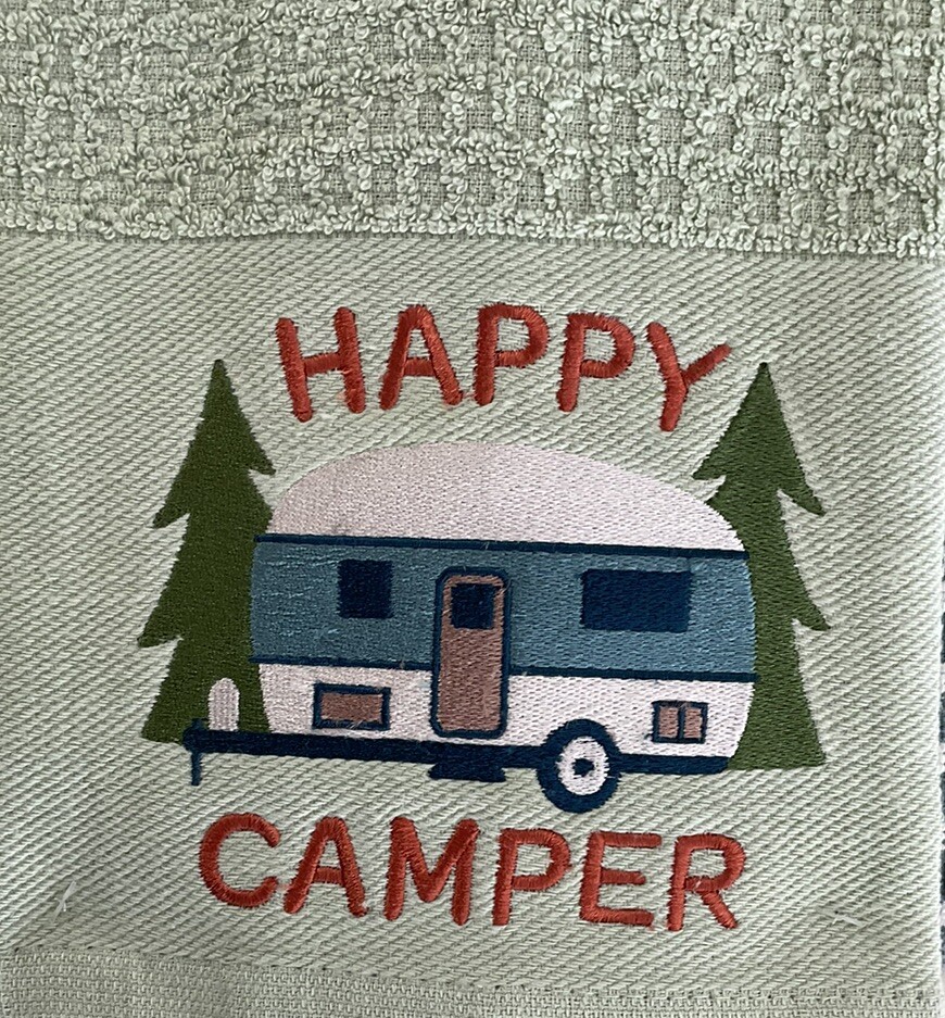 Happy Camper Co. Kitchen Hand Towels Set of Two Cotton 16X26 HAPPY ...