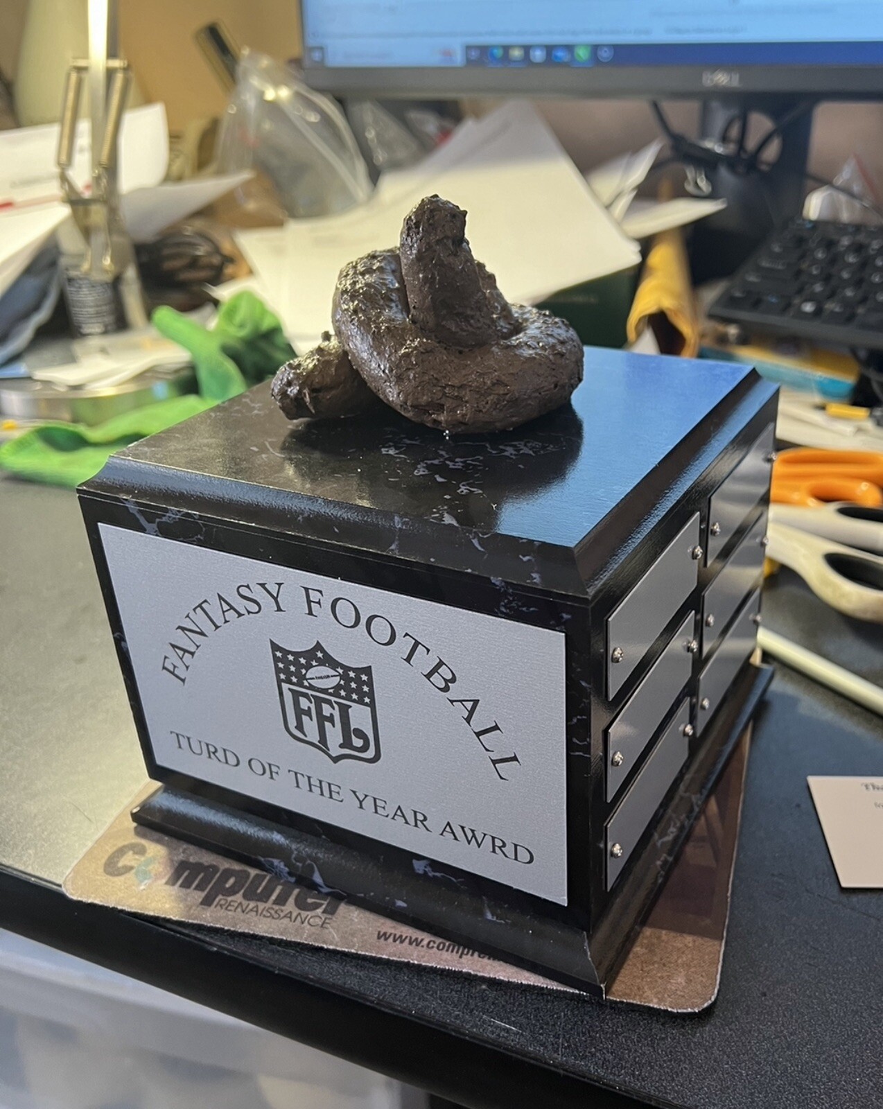 POOP Trophy -Fantasy Football Trophy - POOP Trophy - Last Place - 18 ...