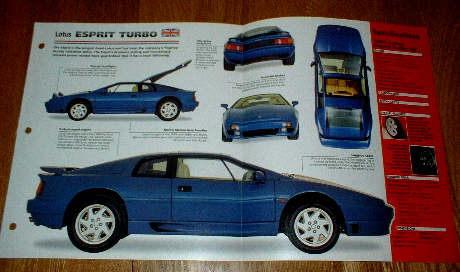 1991 LOTUS ESPRIT TURBO SE SPEC SHEET BROCHURE PHOTO POSTER PRINT 88 89 ...