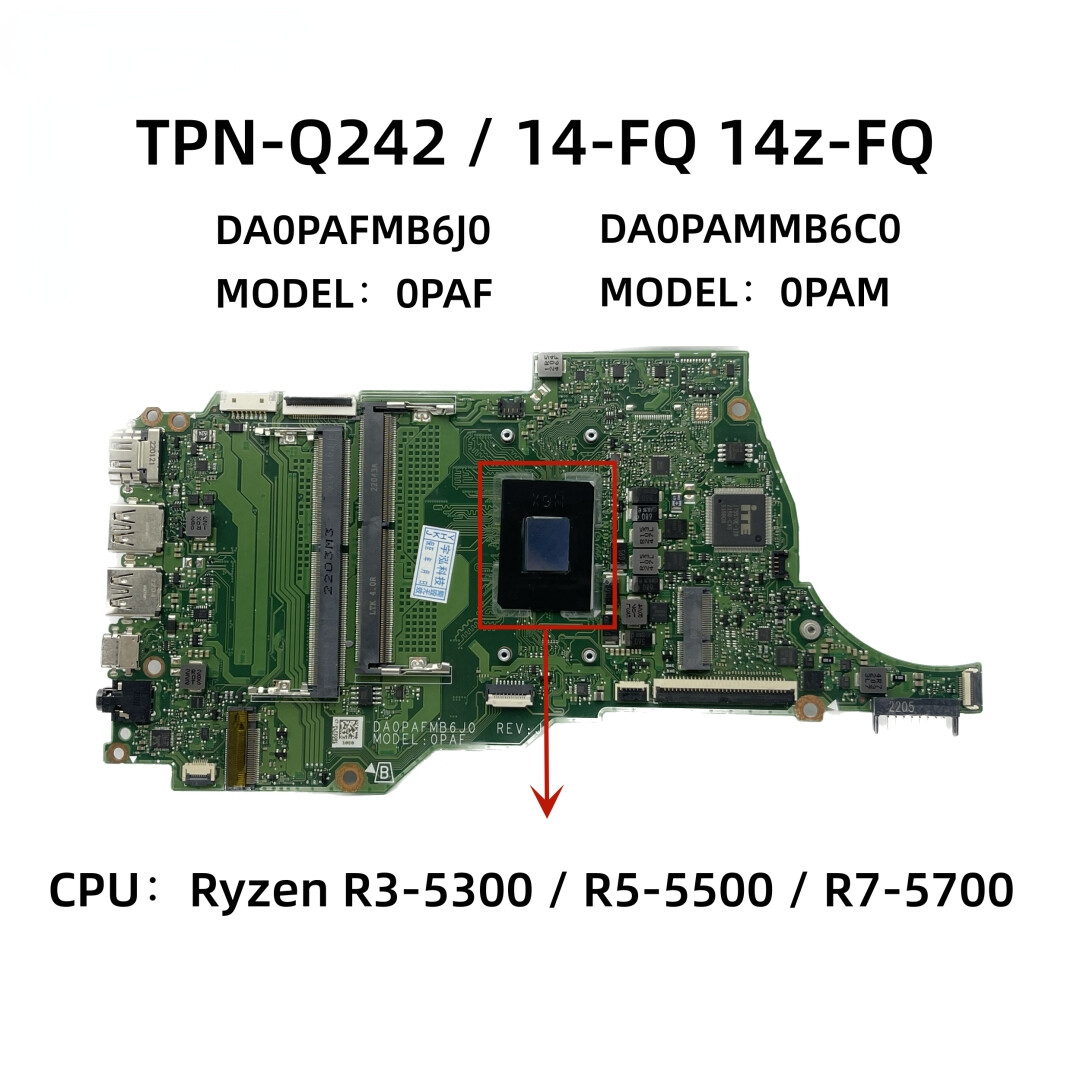 DA0PAMMB6C0 For HP 14S TPN-Q242 14z-FQ 14-FQ Motherboard R3-5300 R5 ...