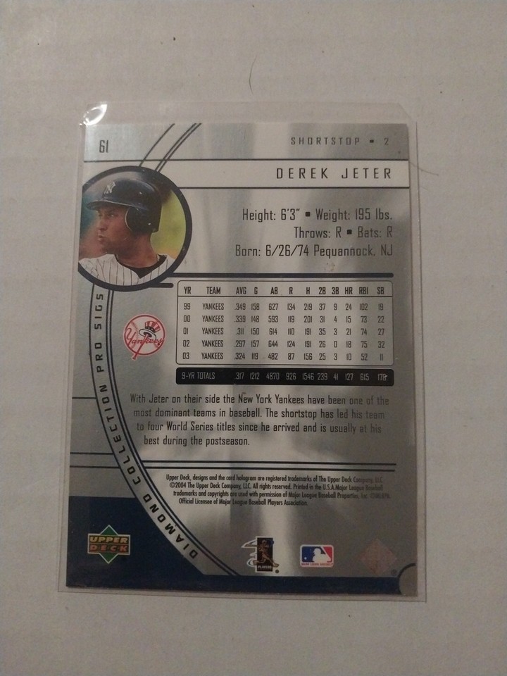 Derek Jeter 2004 Upper Deck Diamond Collection Pro Sigs #61 YANKEES | eBay