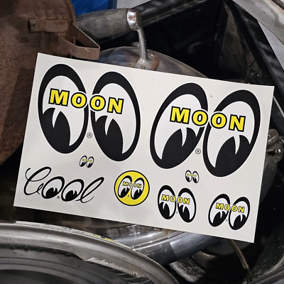 8 MOONEYES Sticker Sheet Decal Hot Rod Drag Racing nhra vtg Auto MOON ...