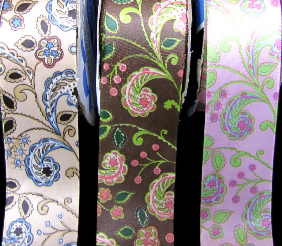5 Yards Artistic Paisley Satin Ribbon 1 1/2"W | eBay