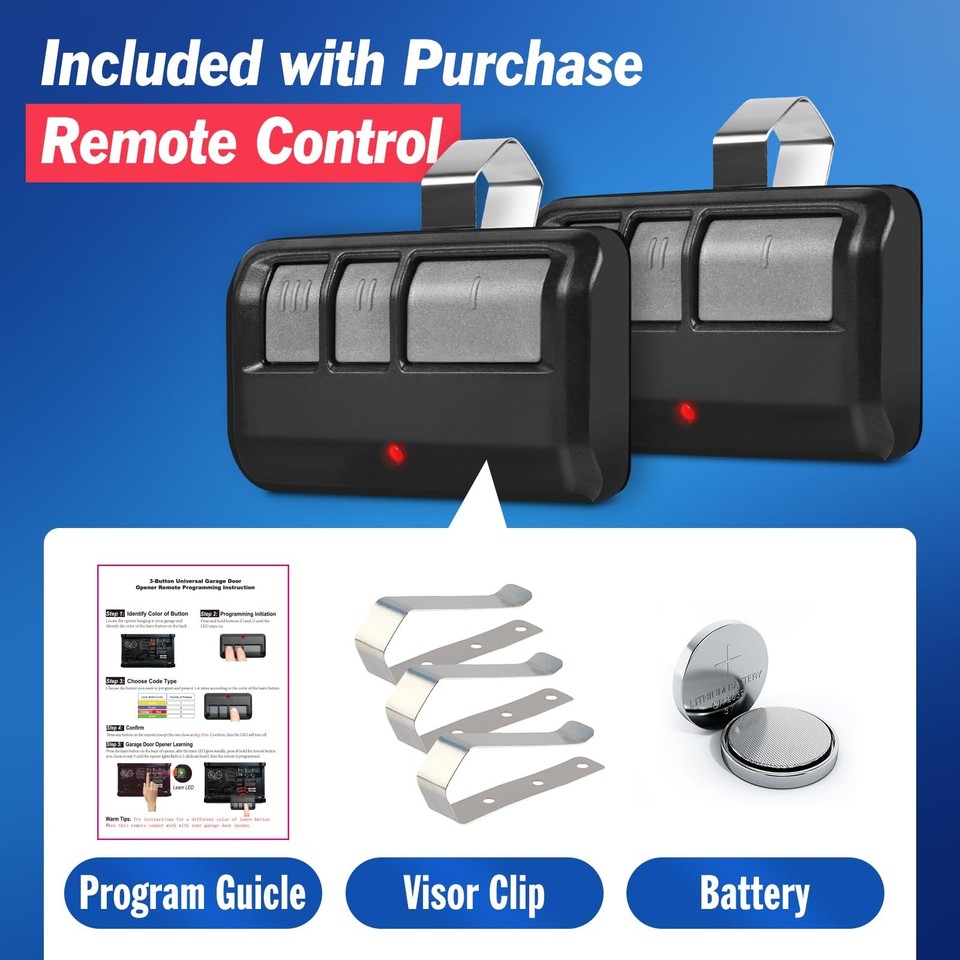 3 for Chamberlain LiftMaster Craftsman Garage Door Opener Remote, 893LM ...