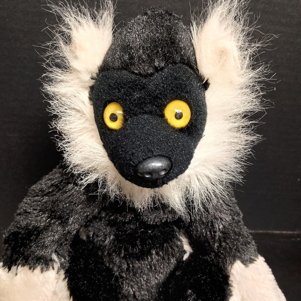 Wild Republic Realistic Black and White Ruffed Lemur Plush Stuffed ...