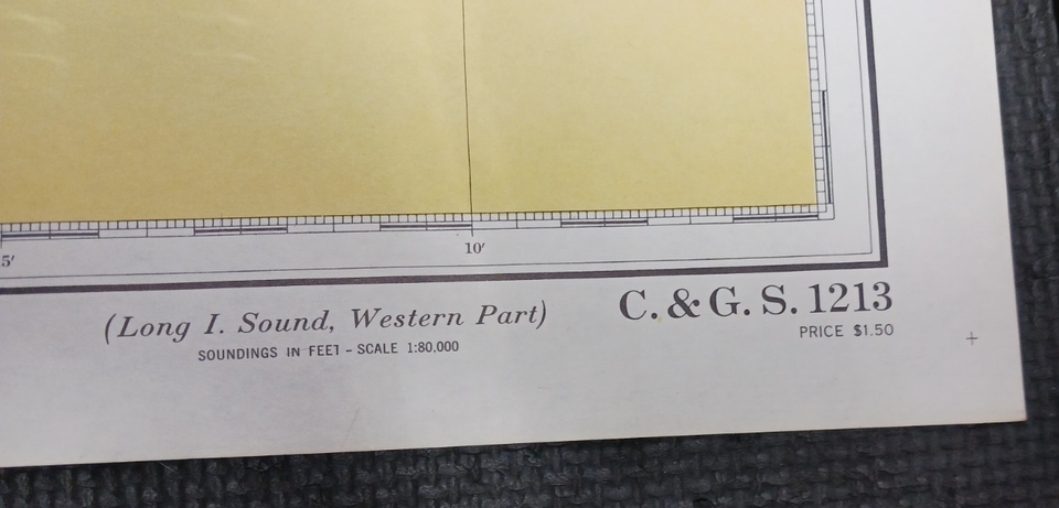 MAP 1970 42"x32" US East Coast Conn. - N.Y. Long Island Sound West NOAA ...