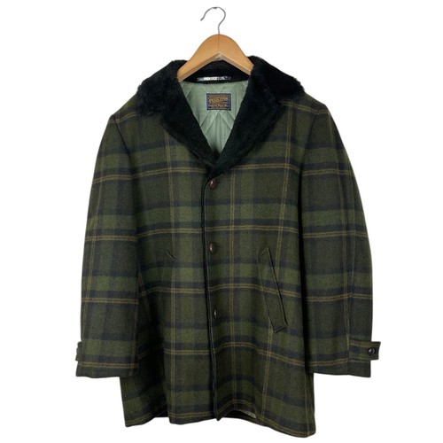 Vintage Pendleton 50’s-60’s Men’s Green Plaid Lined Wool Coat Button Front Retro
